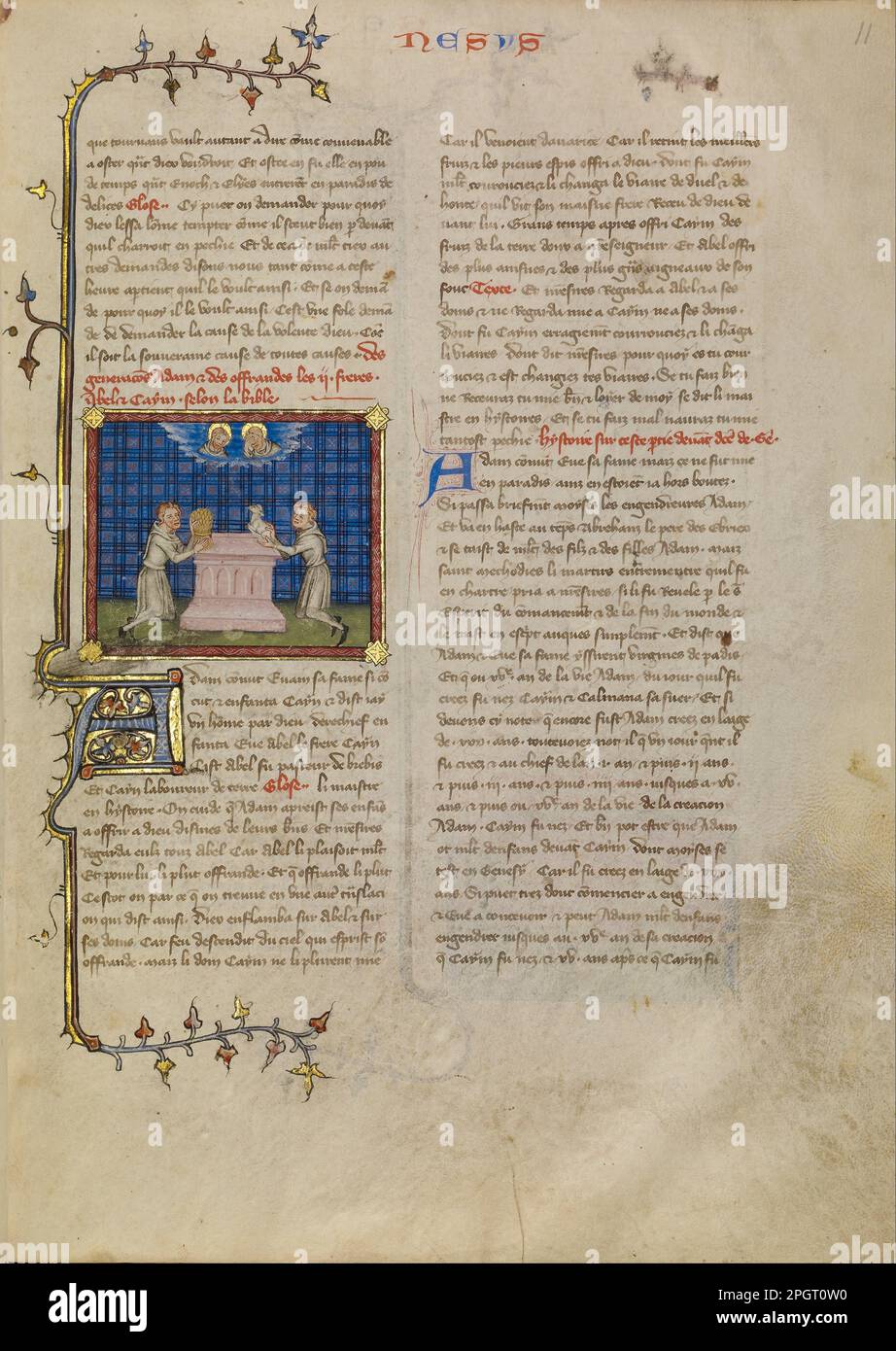 Cain and Abel Offering Gifts about 1360 - 1370 by Master of Jean de ...