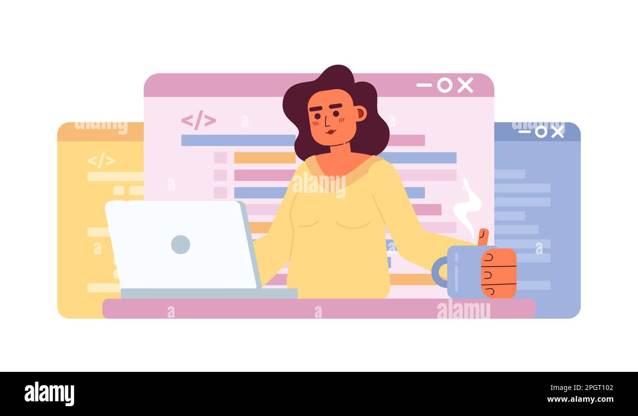 Writing code job flat concept vector spot illustration Stock Vector ...