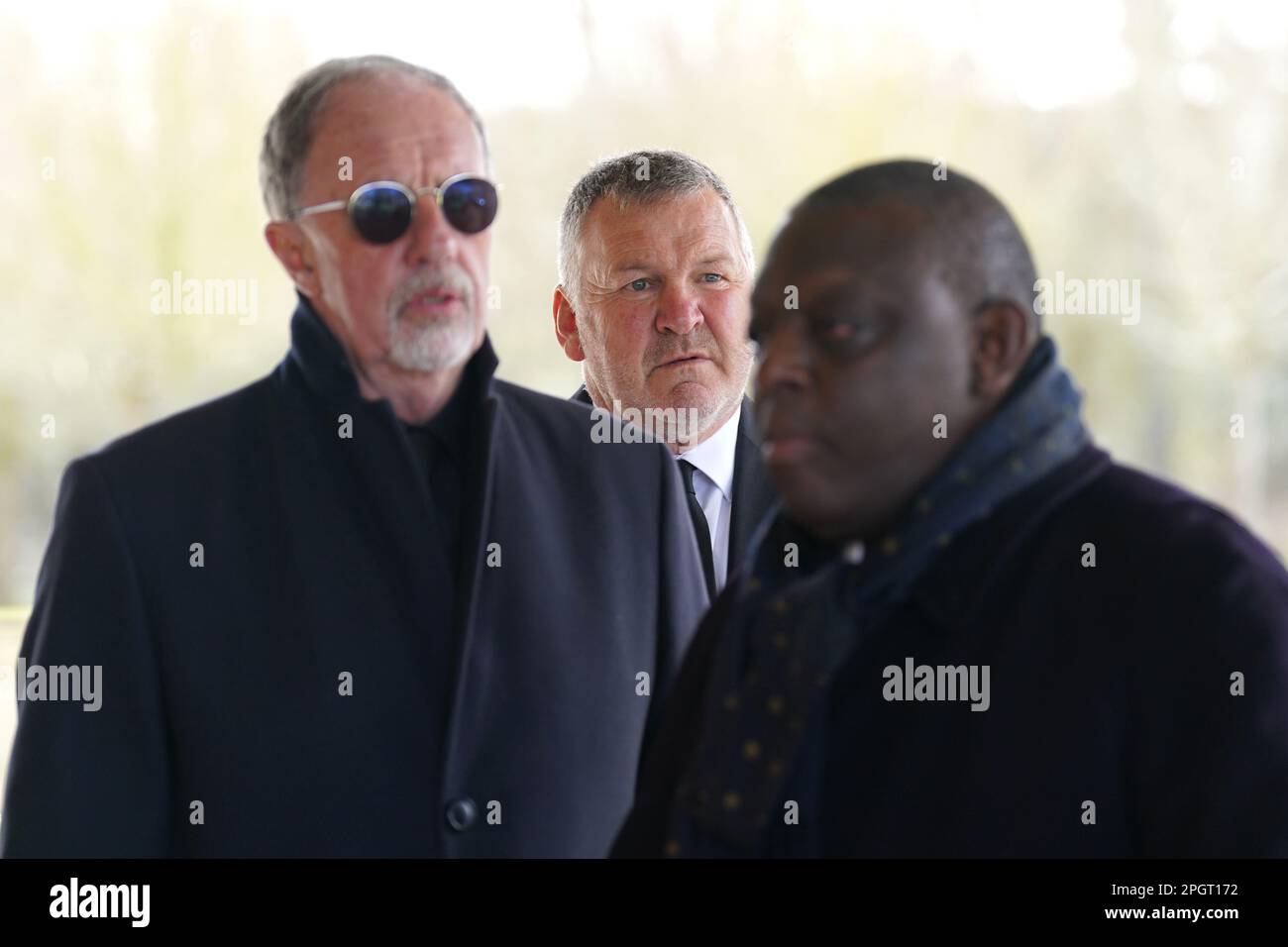Mark Lawrenson (left), Ray Stubbs and Garth Crooks (right) arrive ahead ...