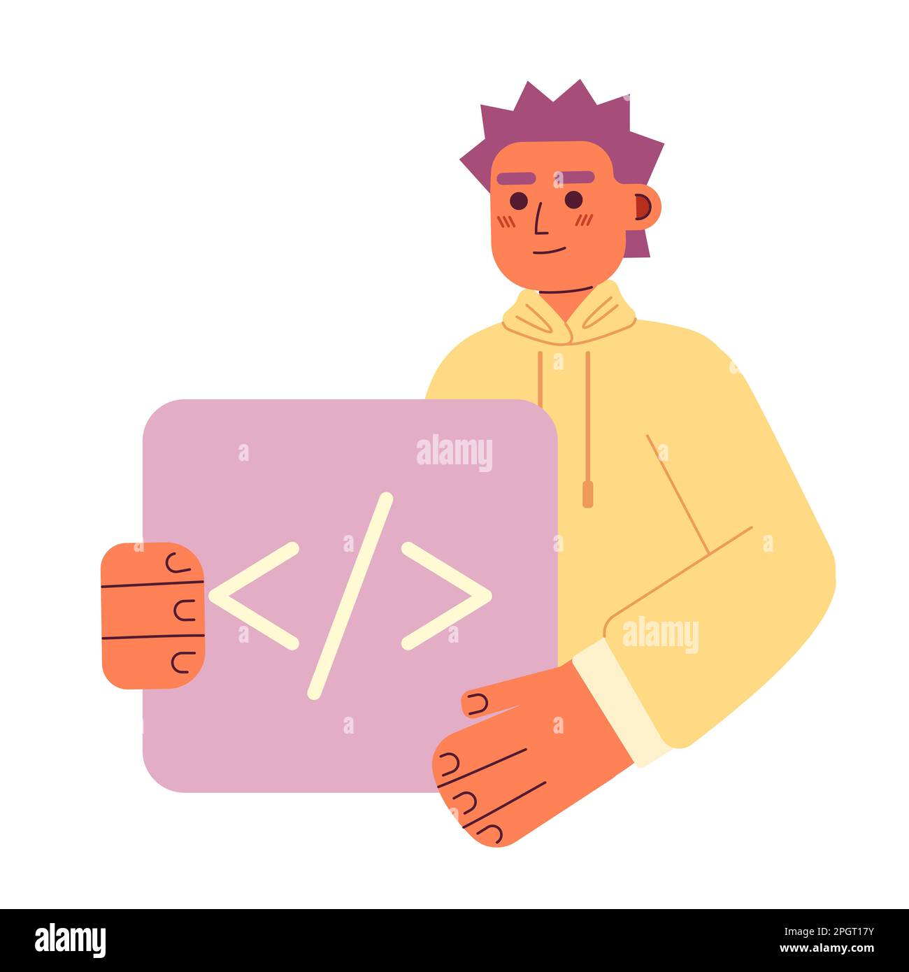 Computer Coder Job Flat Concept Vector Spot Illustration Stock Vector