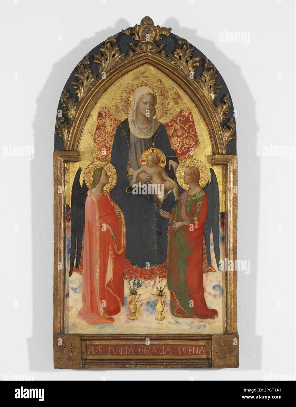 Madonna and Child with Two Angels 1420 by Fra Angelico Stock Photo - Alamy