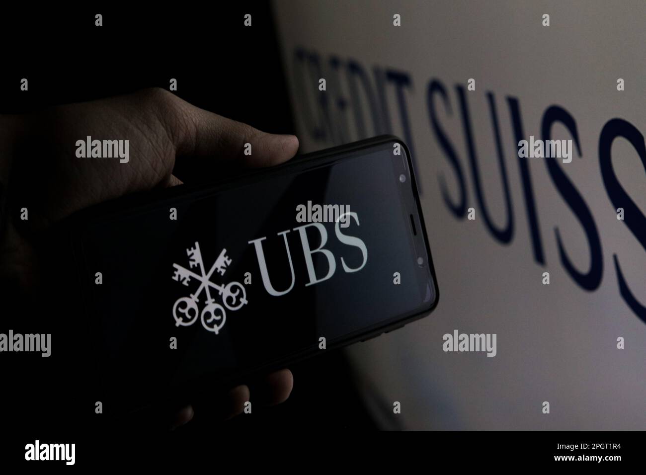 Gaziantep, Turkey. 23rd Mar, 2023. Gaziantep, Turkey. March 2023. The logos of the UBS and ...