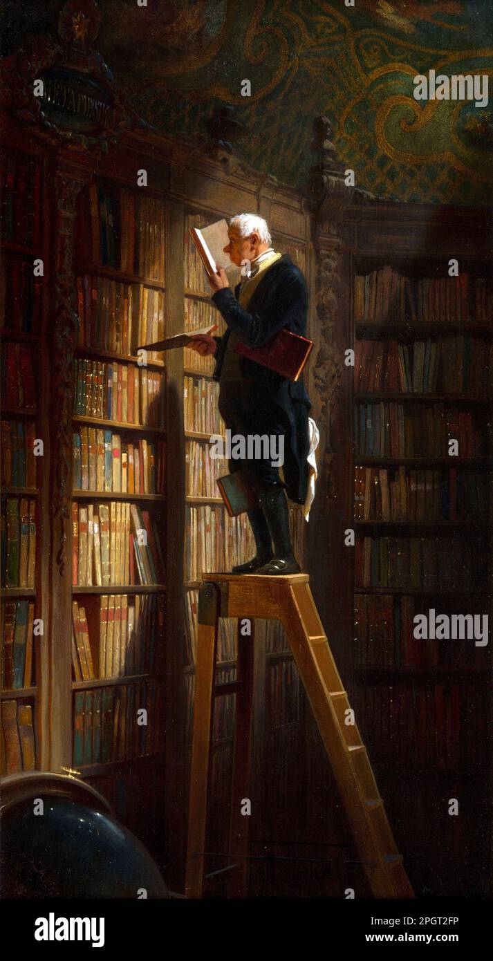 The Bookworm circa 1851 by Carl Spitzweg Stock Photo - Alamy