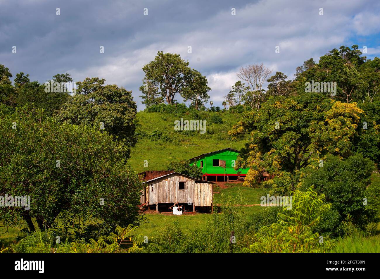 Rural Argentina tipical wood houses construction, Misiones Province ...