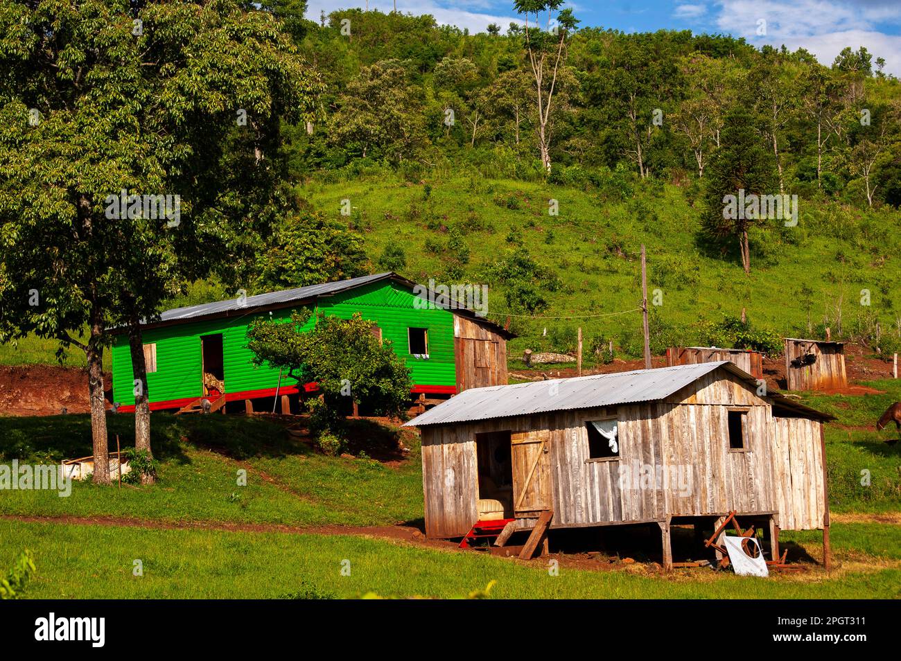 Rural Argentina tipical wood houses construction, Misiones Province ...