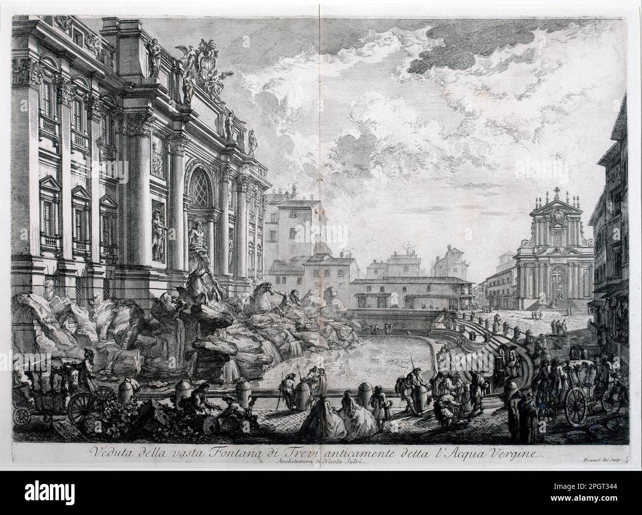 Side View of the Trevi Fountain, formerly the Acqua Vergine from Vedute ...