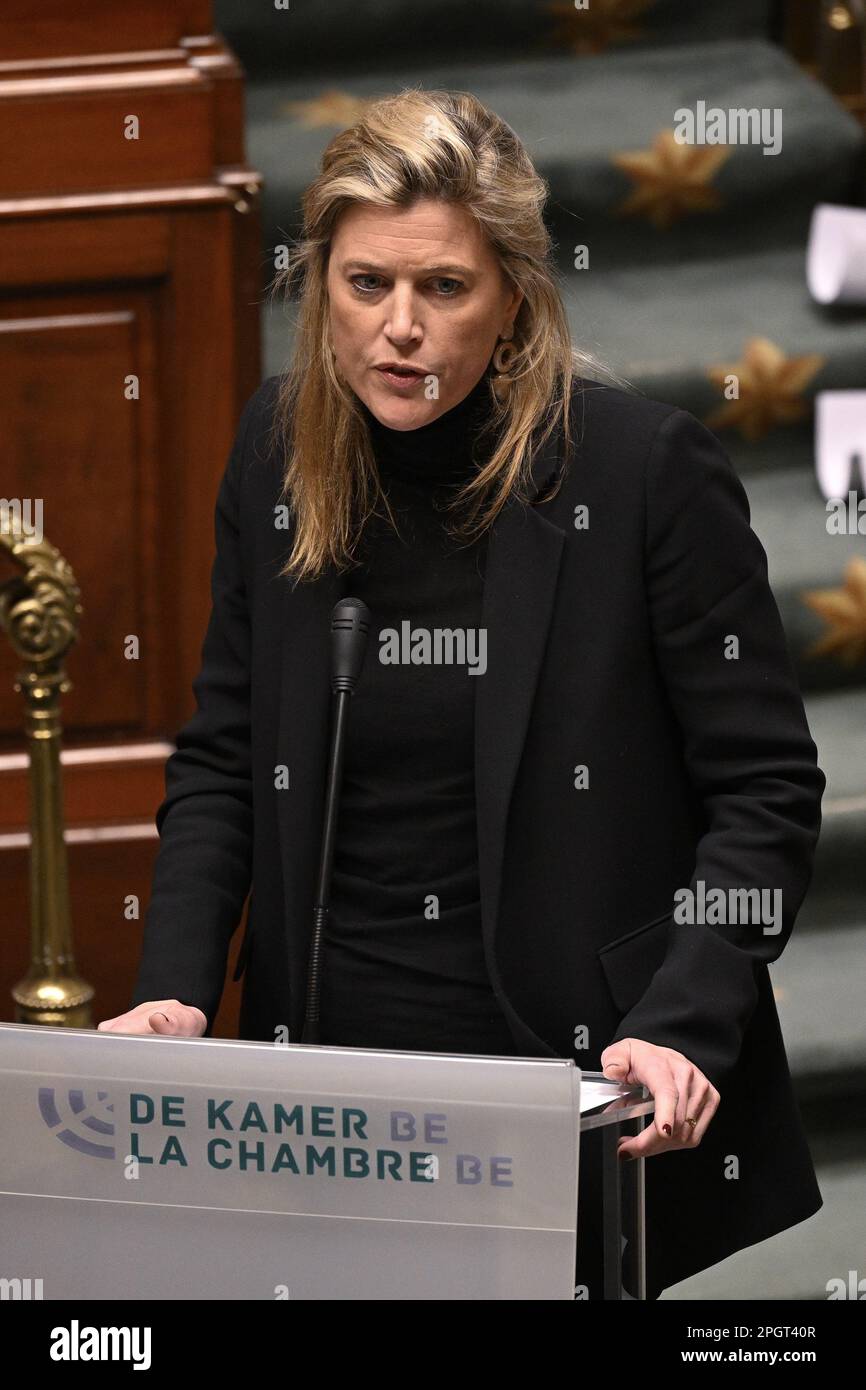 Brussels, Belgium. 23rd Mar, 2023. Interior Minister Annelies Verlinden ...