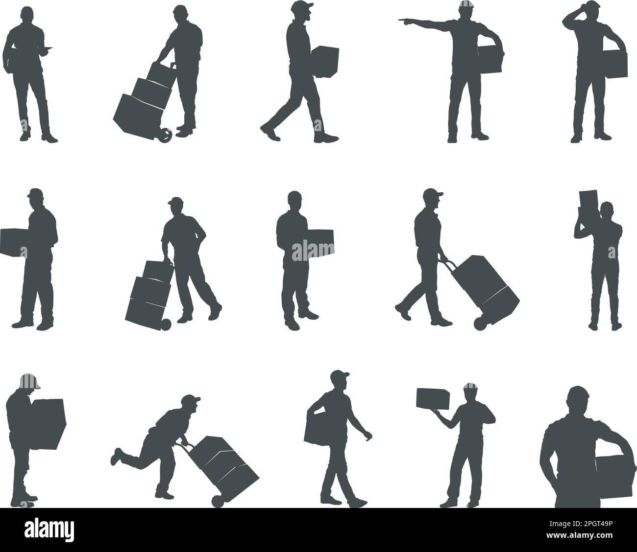 Delivery man silhouette, Courier service silhouettes, Delivery man ...