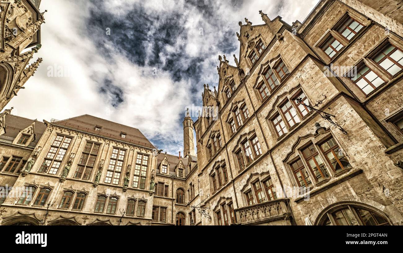 New Town Hall, 19th Century Gothic Revival Style, Marienplatz, Munich ...