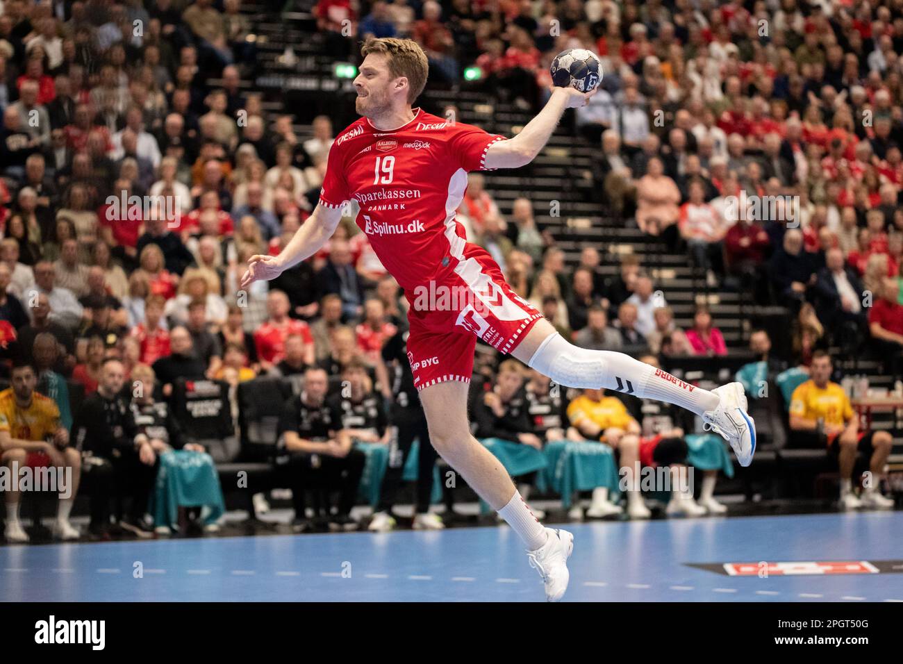 Aalborg, Denmark. 23rd Mar, 2023. Kristian Bjornsen (19) of Aalborg ...