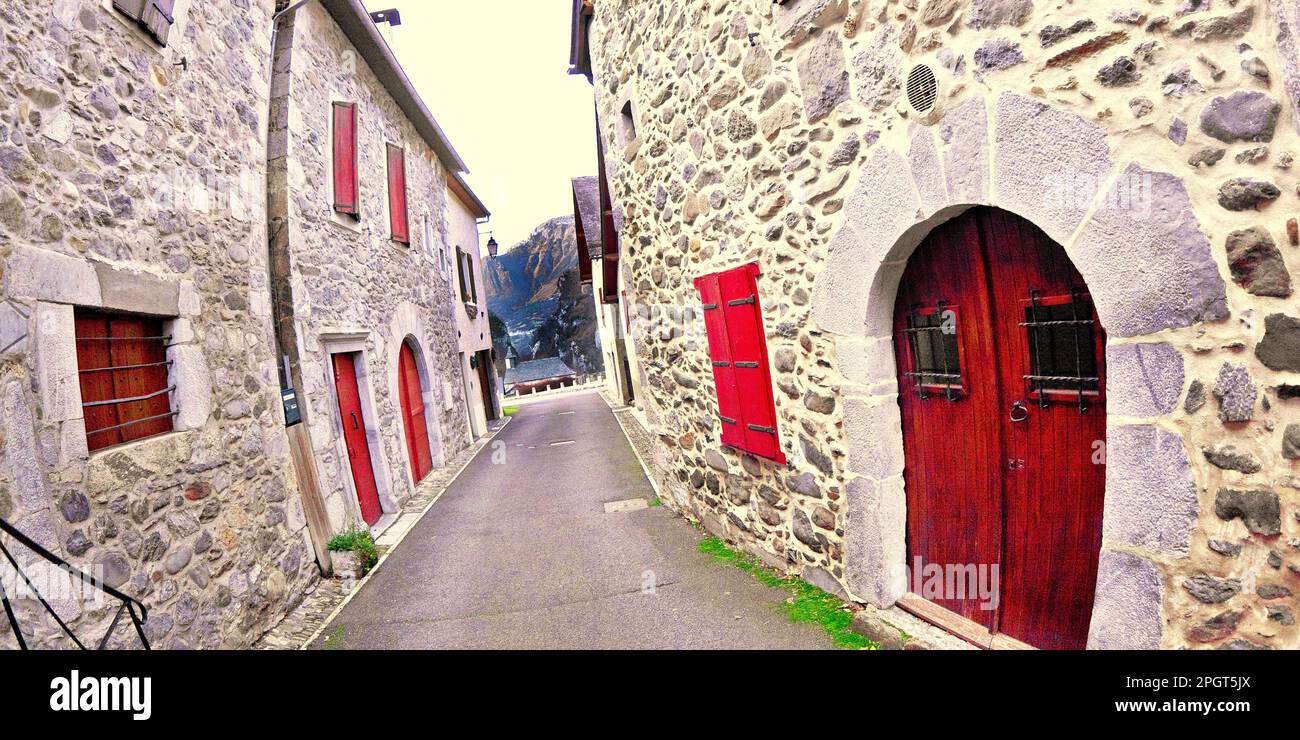 Street Scene, Typical Architecture, Village of Borce, Aspe Valley ...