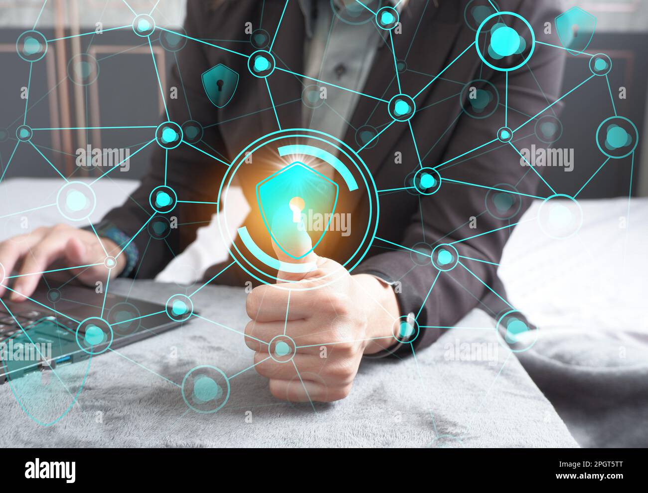 Data protection privacy concept. GDPR. Cyber security network. Hand ...