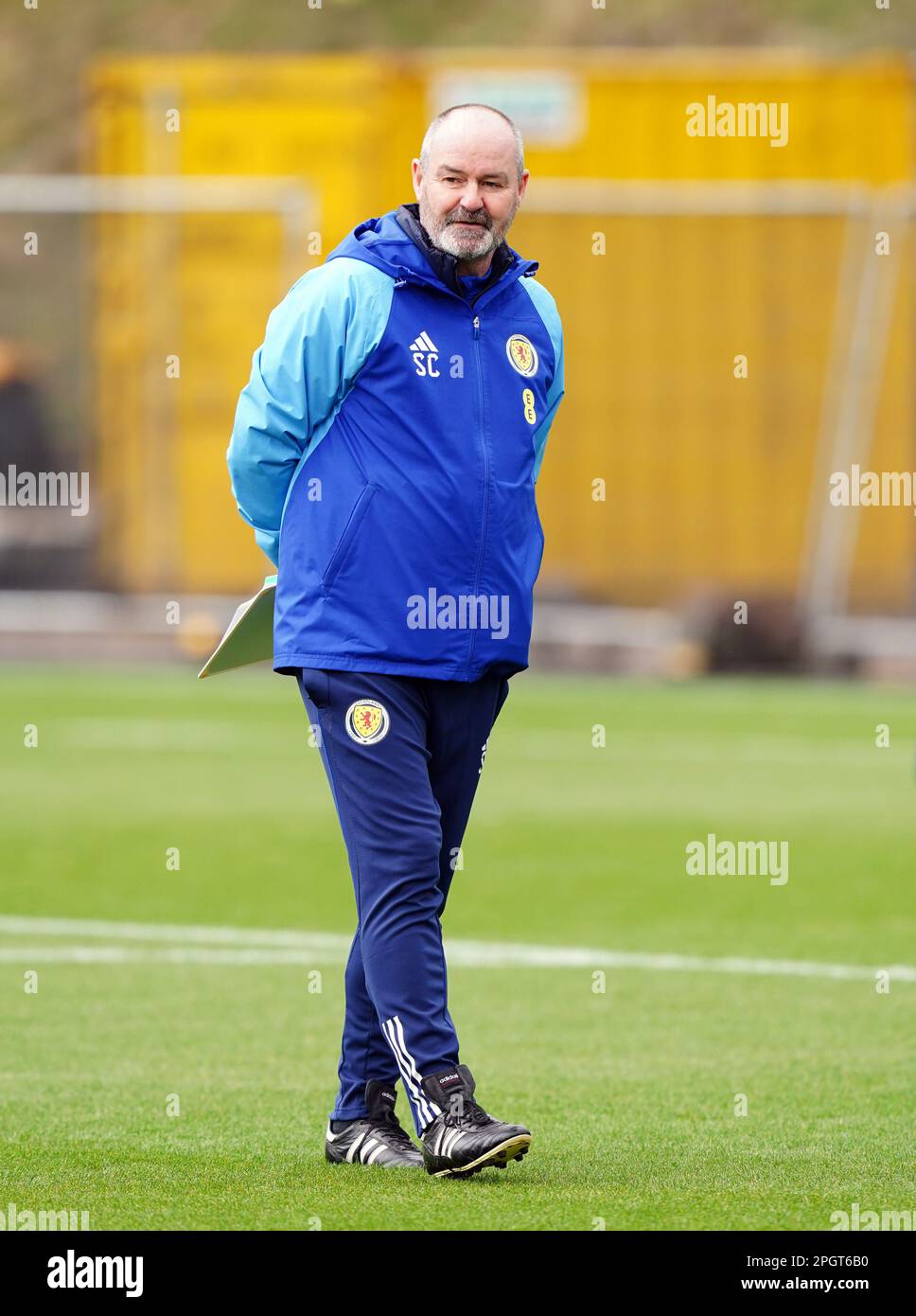 Scotland manager Steve Clarke during a training session at Lesser ...