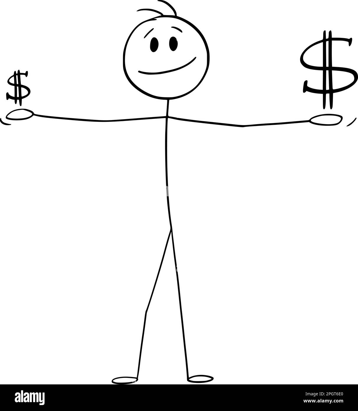 Investing, profit and income, vector cartoon stick figure or character ...