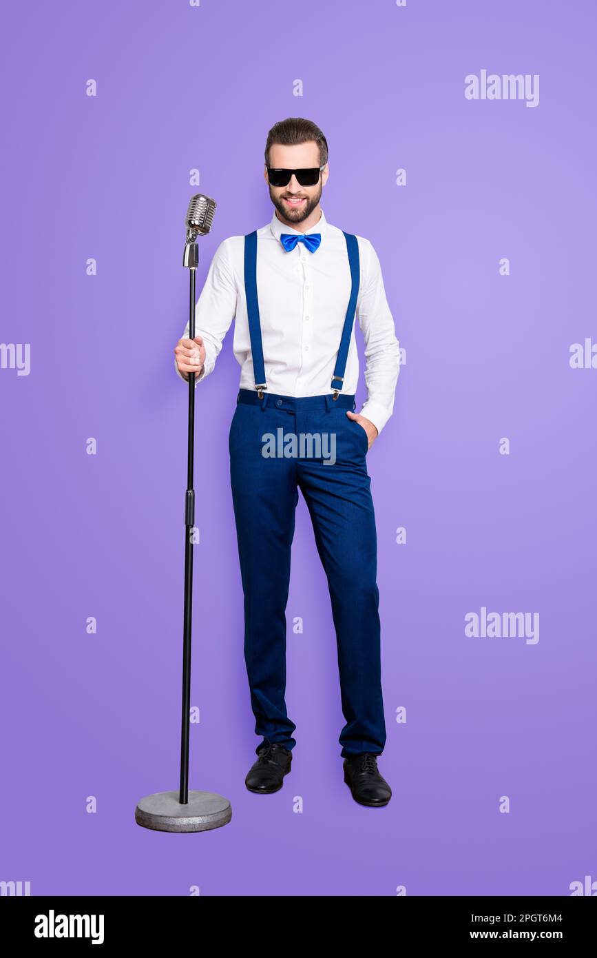 Male singer microphone full body hi-res stock photography and images ...