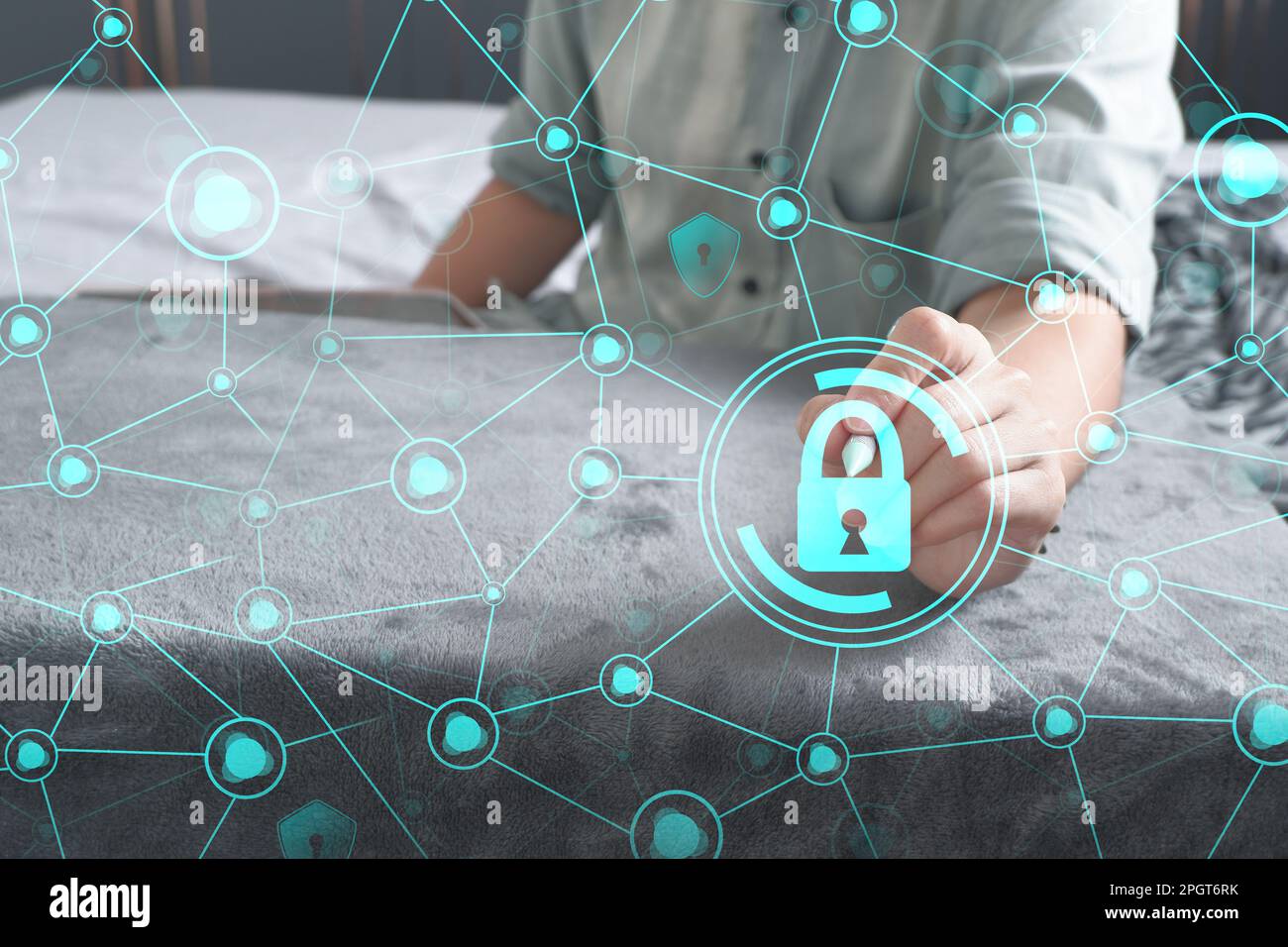 Data protection privacy concept. GDPR. Cyber security network. Hand ...