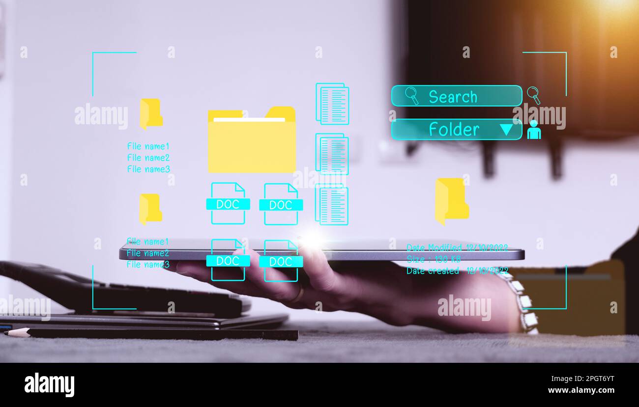 Concept : Document management system , folder and document icon software, searching and managing ...