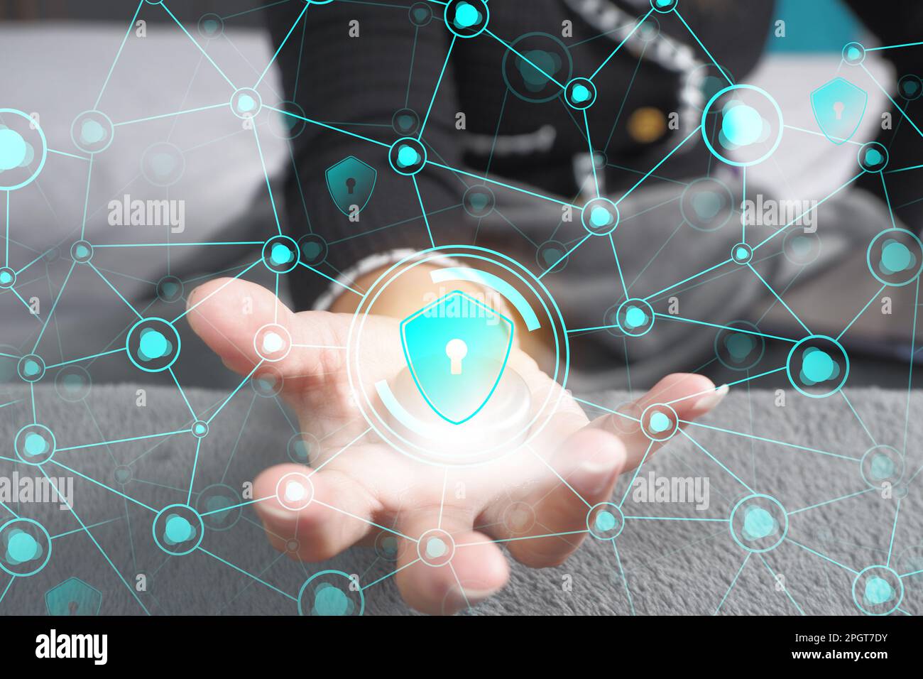 Data protection privacy concept. GDPR. Cyber security network. Hand ...