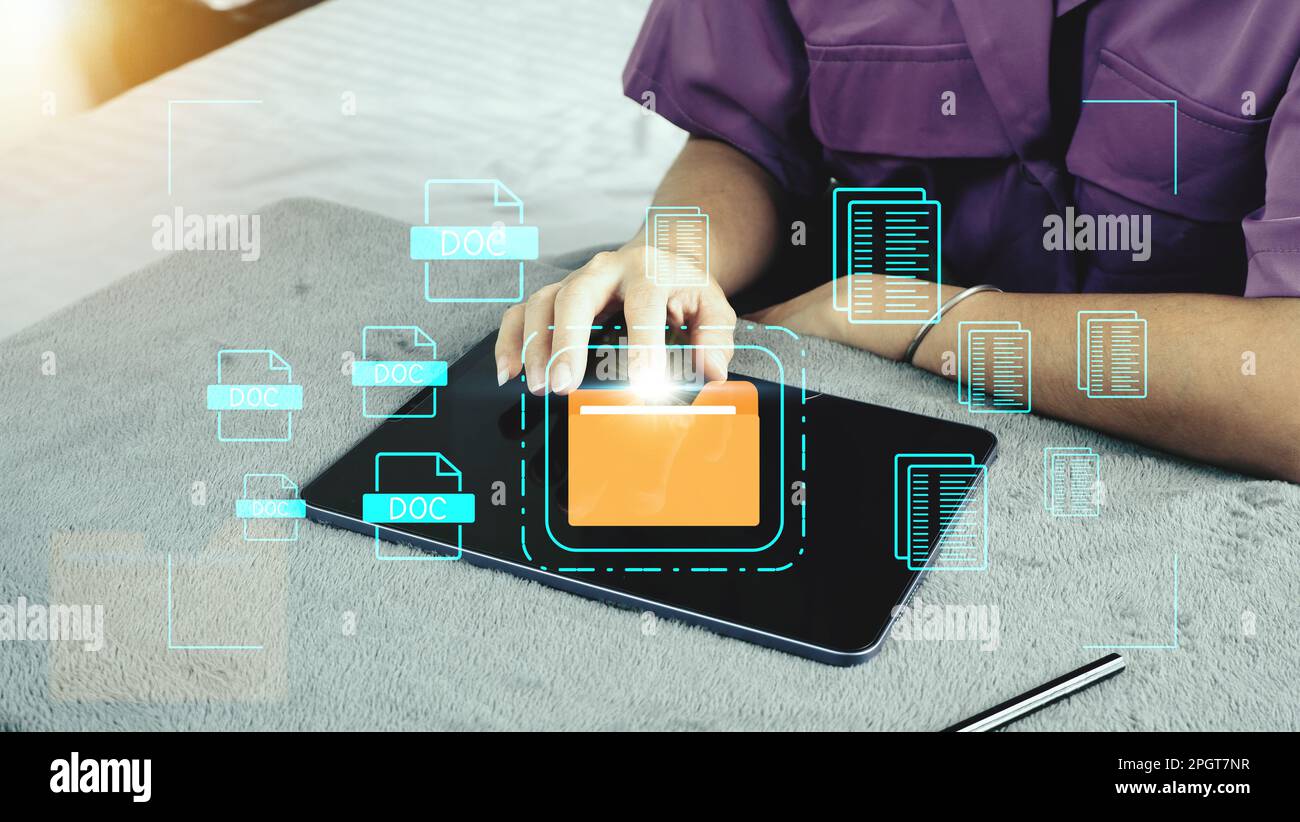 Concept : Document management system , folder and document icon ...