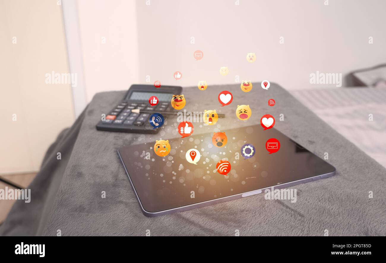 Social media and online digital concepts Coming out as a hologram icon : Concept holiday living ...