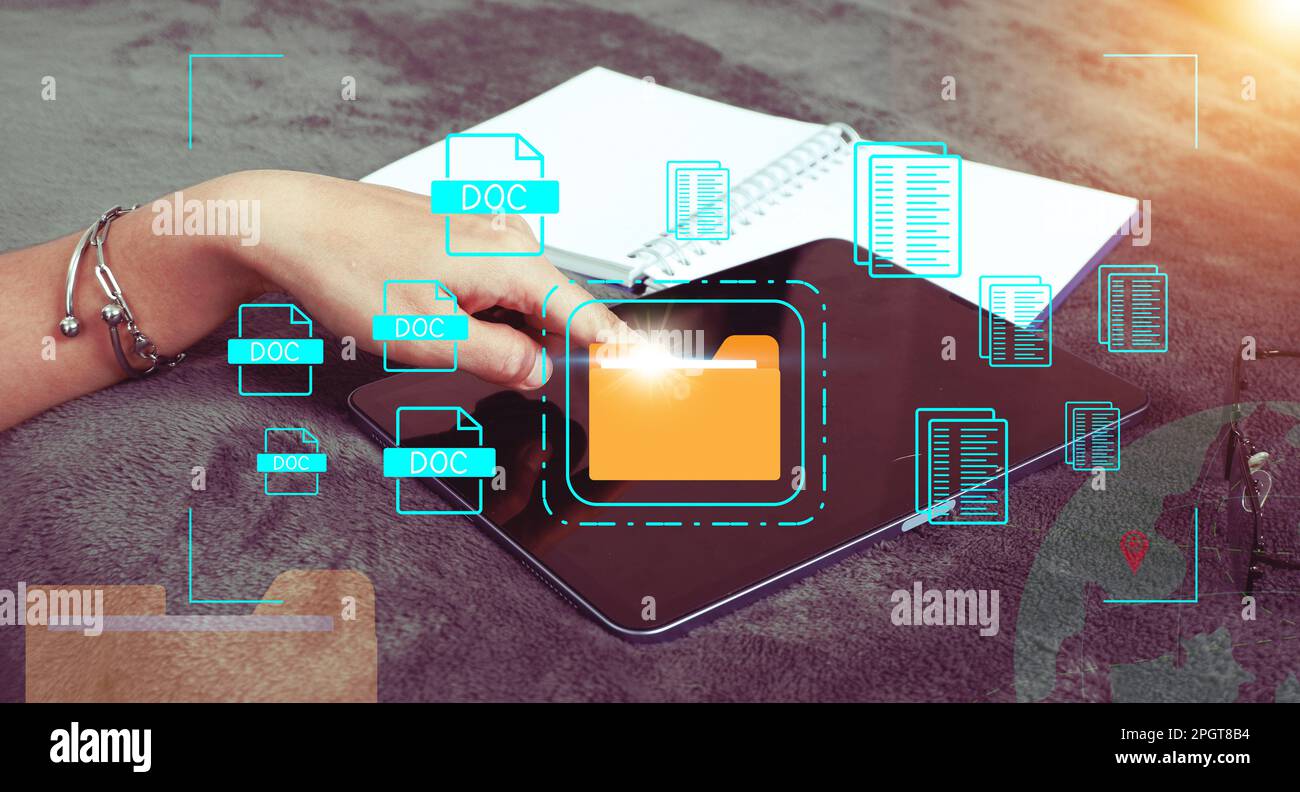 Concept Document Management System Folder And Document Icon Software Searching And Managing