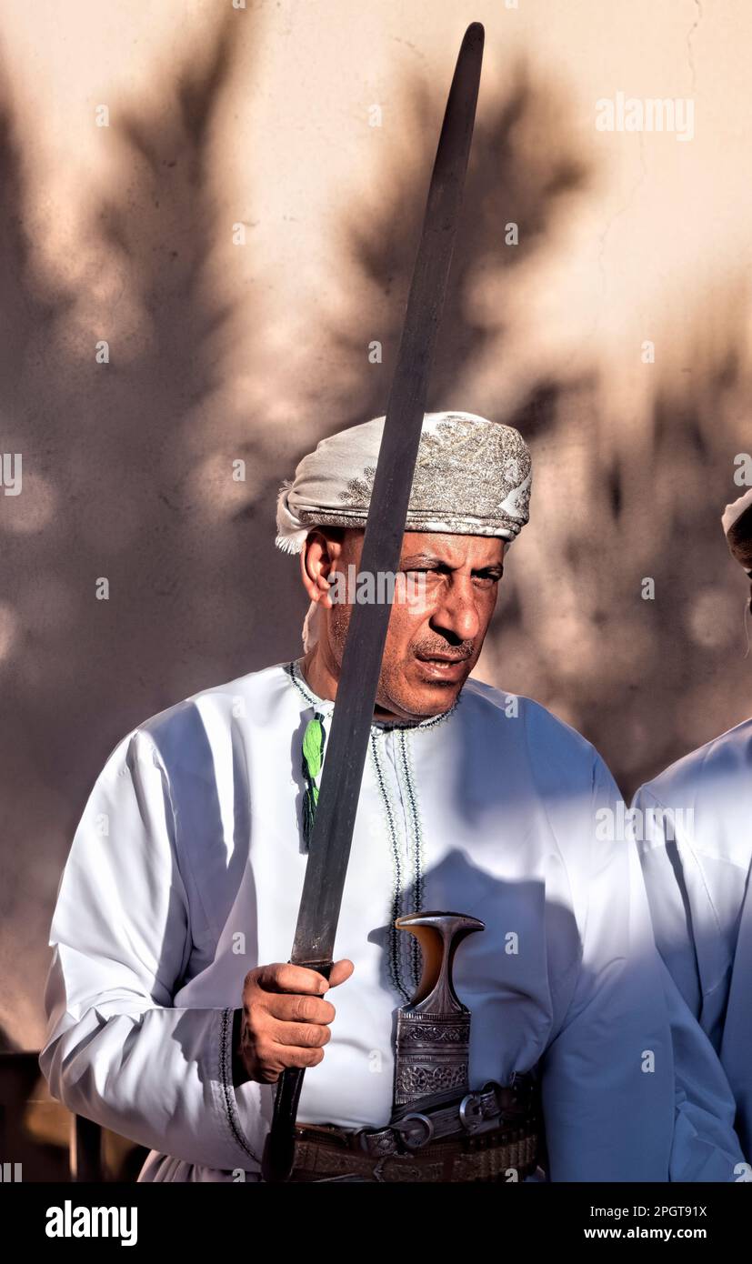 Traditional Omani sword (khanjar) dance, Nizwa, Oman Stock Photo - Alamy
