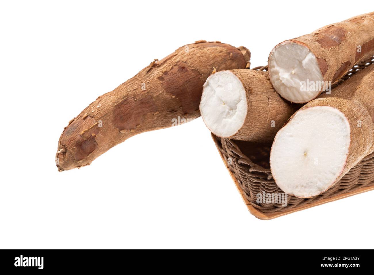 Cassava Raw Tuber - Manihot Esculenta; On White Background Stock Photo ...
