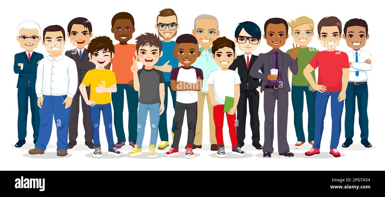 Vector illustration of multiethnic multicultural group of different ...