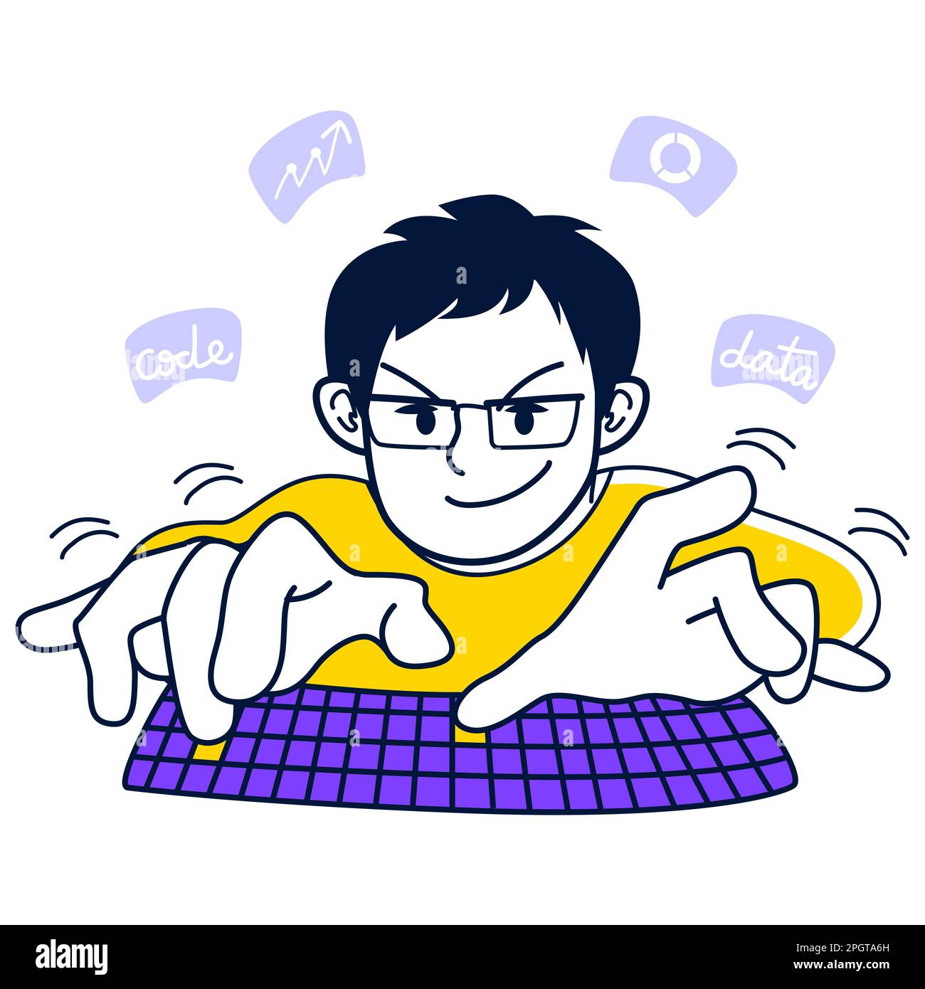 Vector illustration of male analyst analyzing information. Logic ...