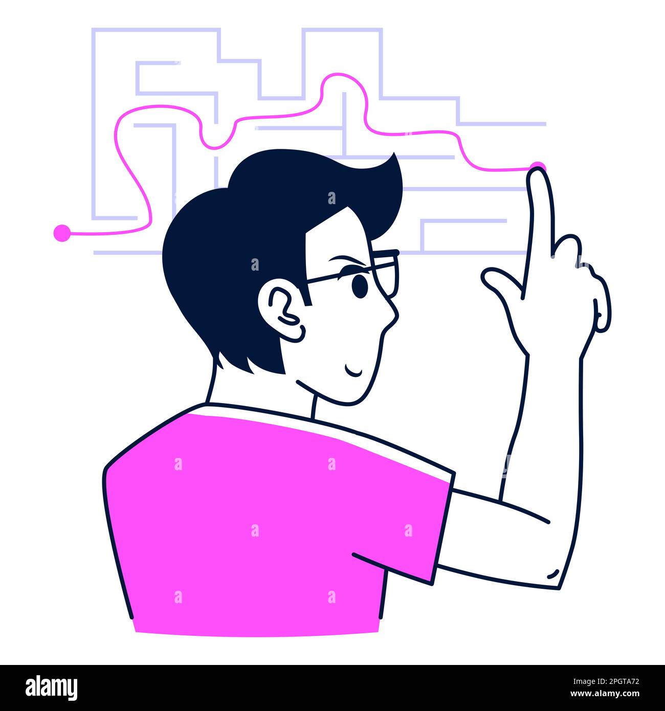 Flat vector illustration of man finding solutions concept. Business ...