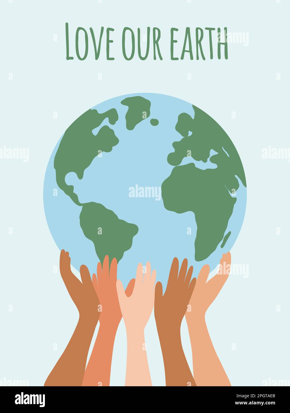 Earth Day concept. People of different ethnicities hold the Earth ...