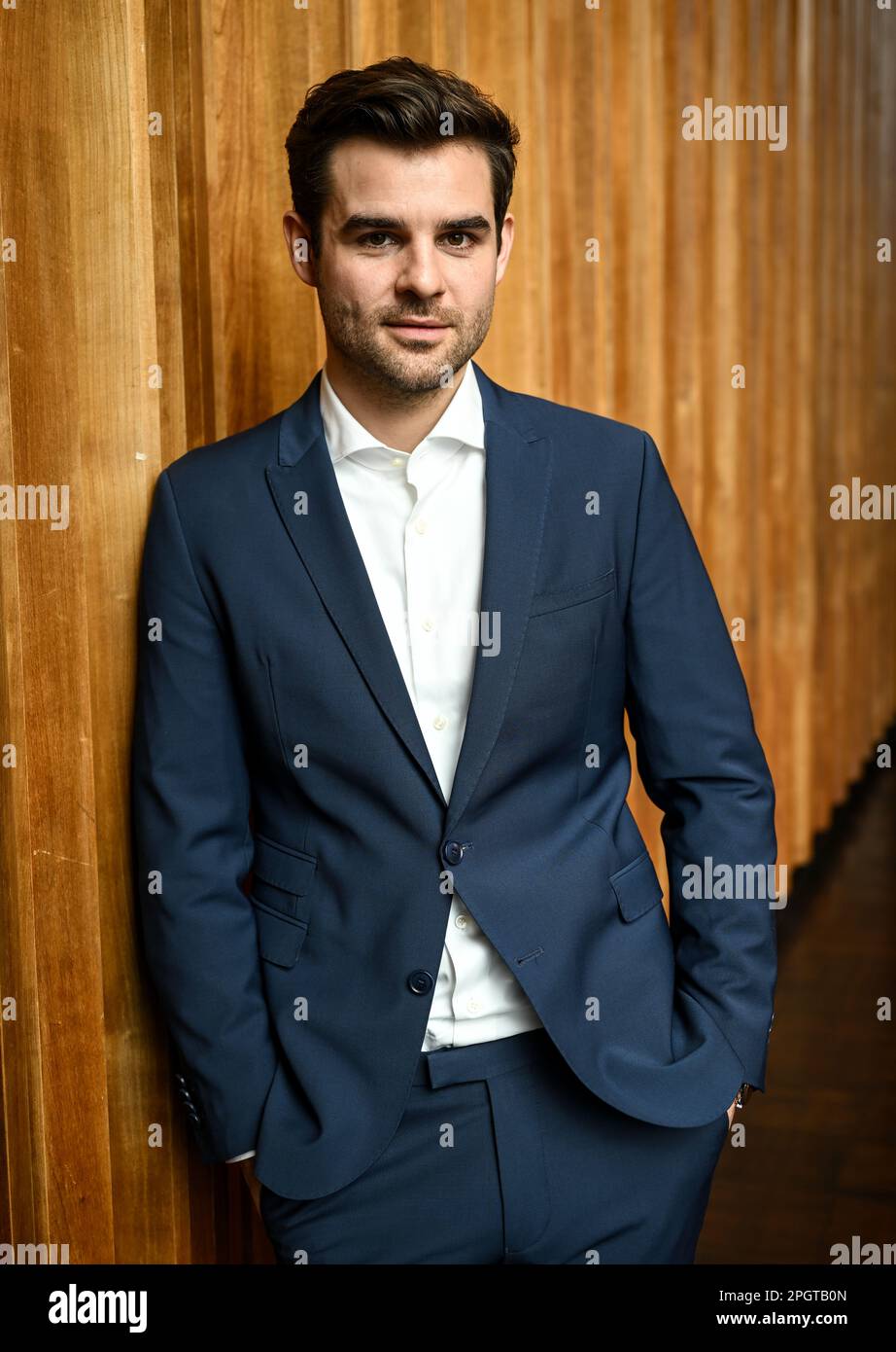 Berlin, Germany. 24th Mar, 2023. Lucas Reiber, actor, on the sidelines ...