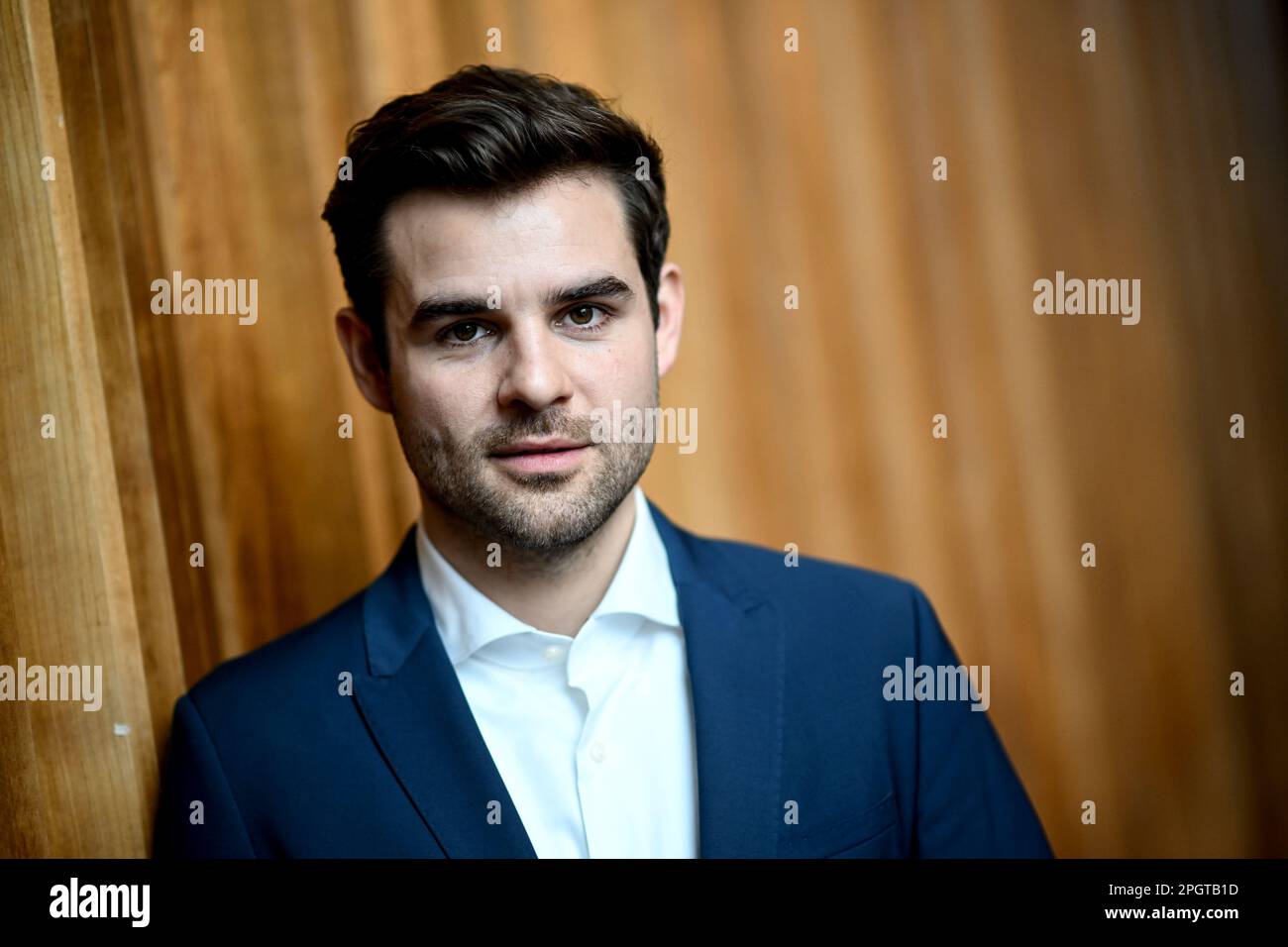 Berlin, Germany. 24th Mar, 2023. Lucas Reiber, actor, on the sidelines ...