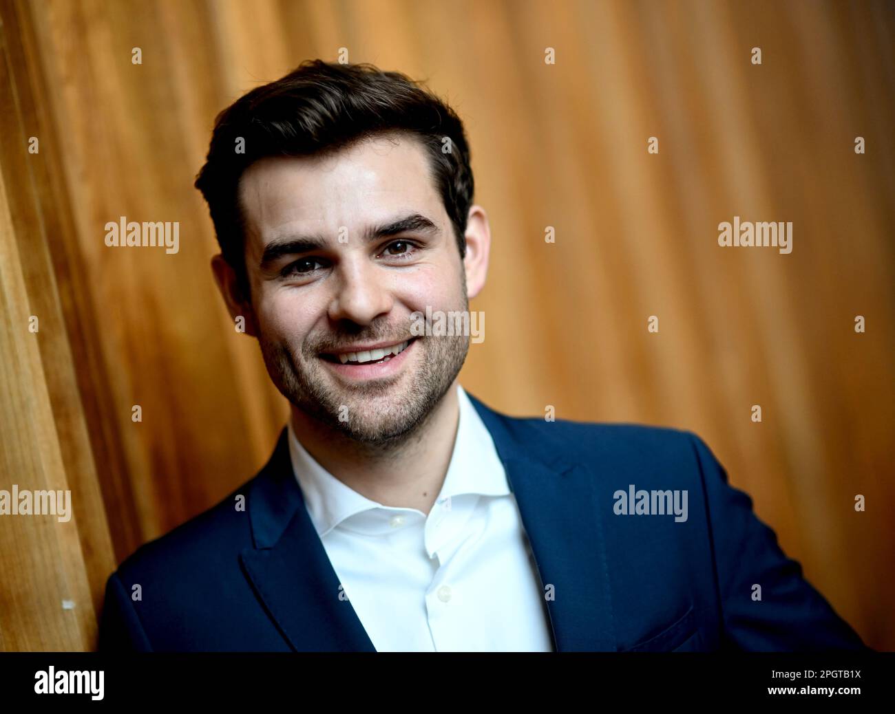 Berlin, Germany. 24th Mar, 2023. Lucas Reiber, actor, on the sidelines ...