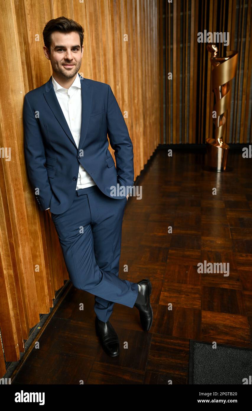 Berlin, Germany. 24th Mar, 2023. Lucas Reiber, actor, on the sidelines ...