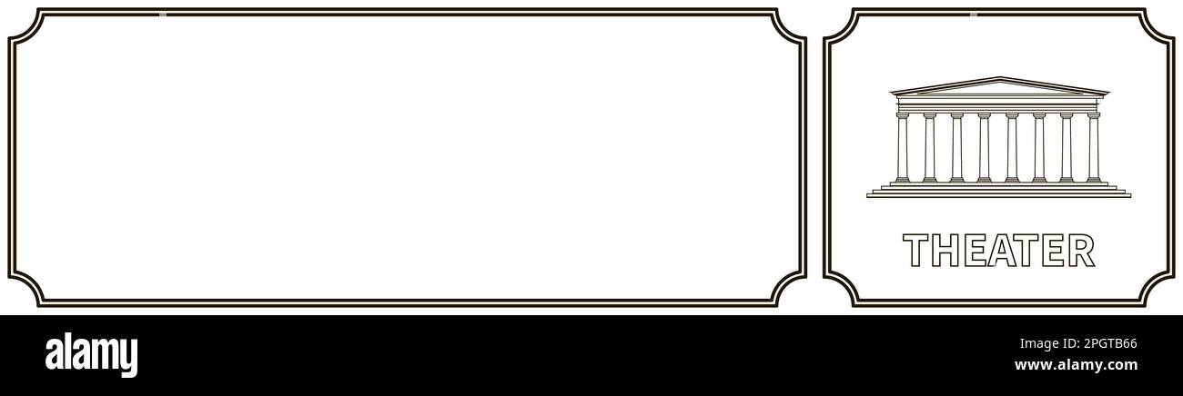 Banner with contour classic theater building facade. Architectural ...