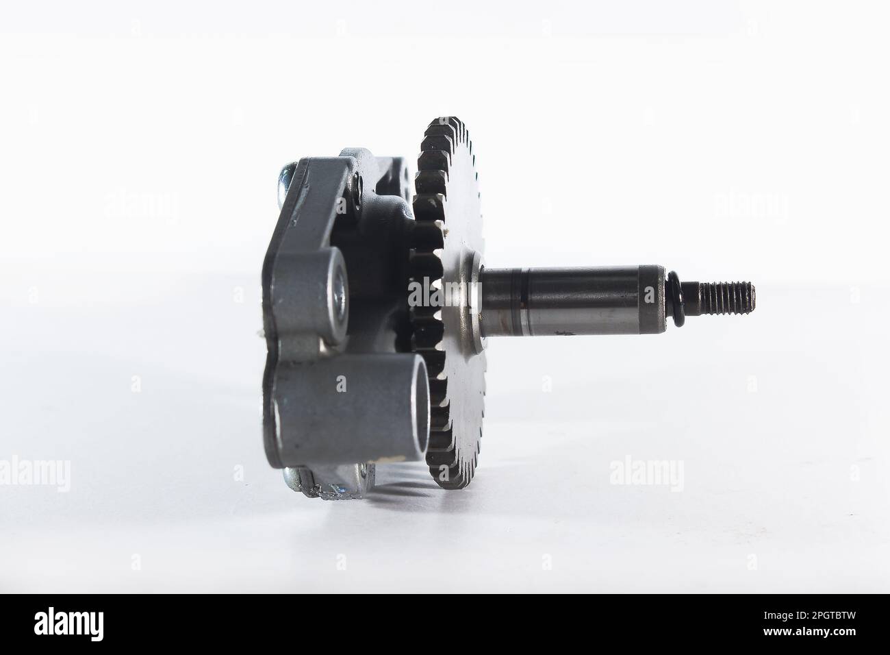 Old motorcycle spare parts on a white background. Motorcycle parts that ...