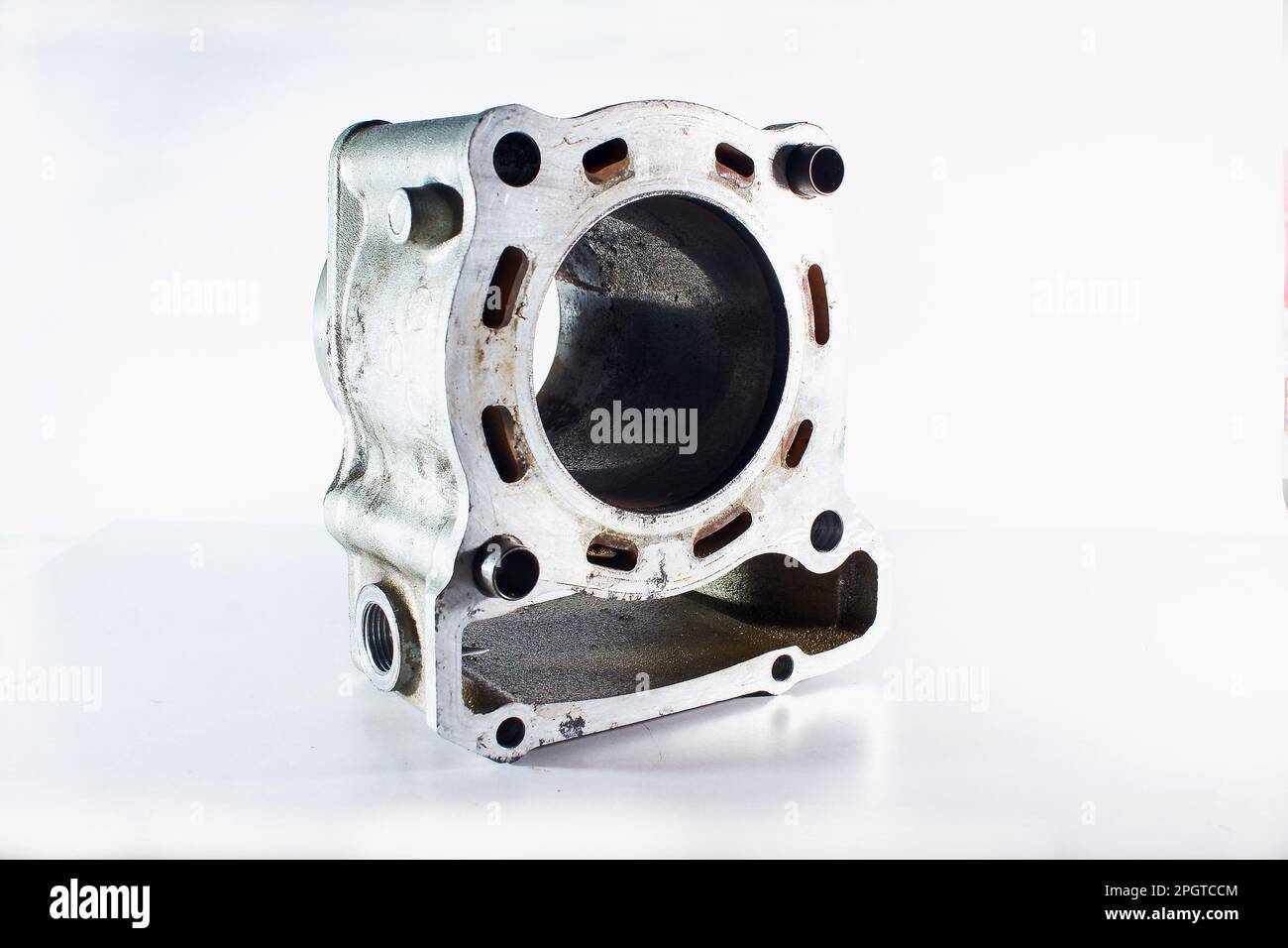 Old motorcycle spare parts on a white background. Motorcycle parts that ...