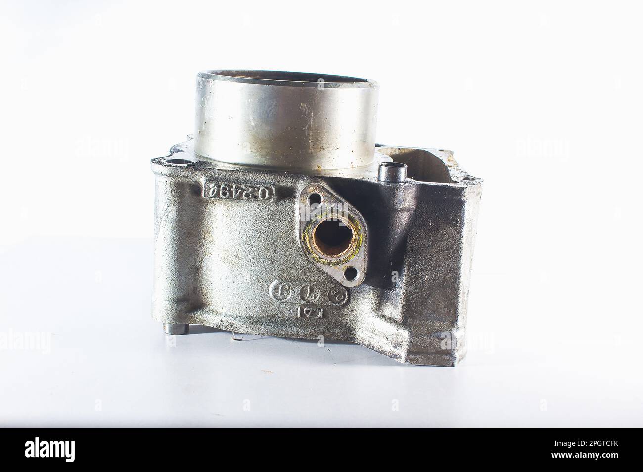 Old motorcycle spare parts on a white background. Motorcycle parts that ...