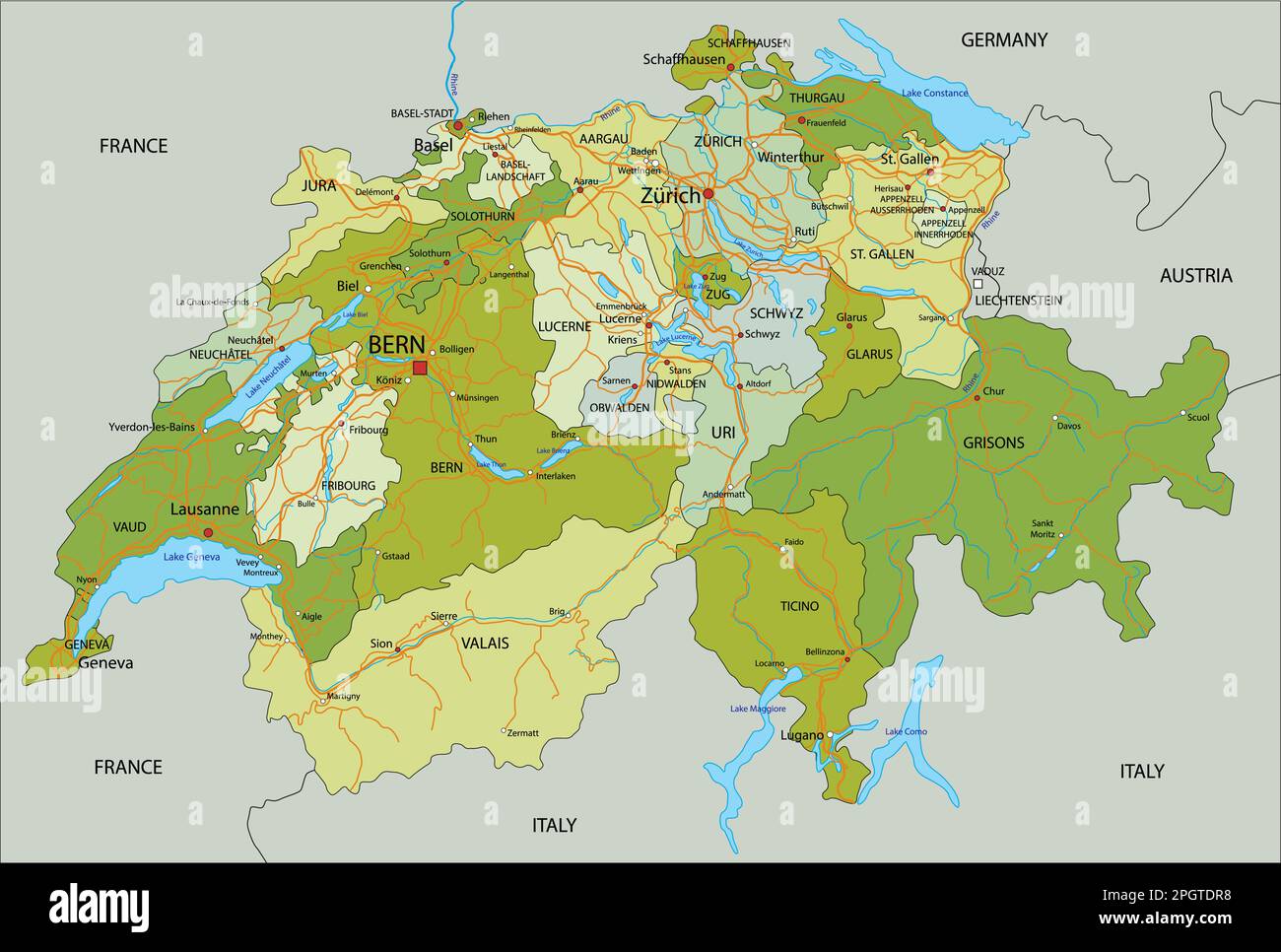 Highly detailed, editable political map with separated layers ...