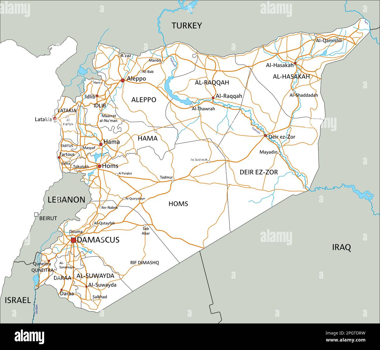 High detailed Syria road map with labeling Stock Vector Image & Art - Alamy