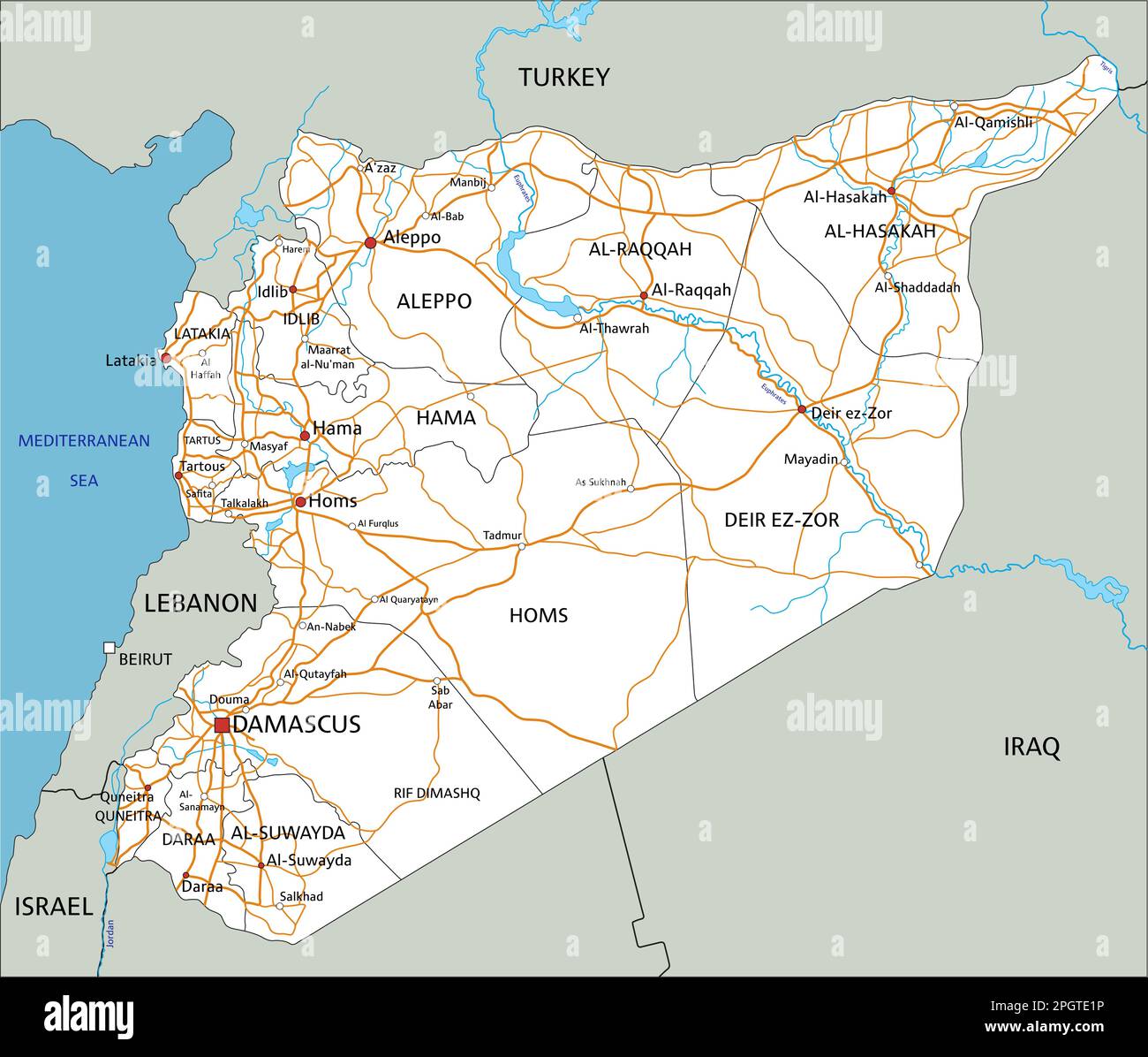 High detailed Syria road map with labeling Stock Vector Image & Art - Alamy