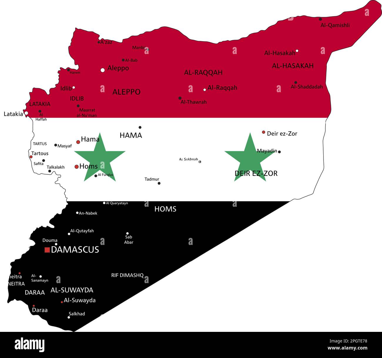 Syria highly detailed political map with national flag Stock Vector Image & Art - Alamy
