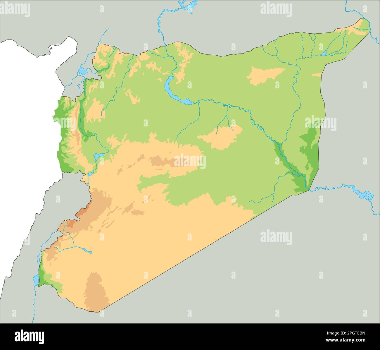 High detailed Syria physical map Stock Vector Image & Art - Alamy