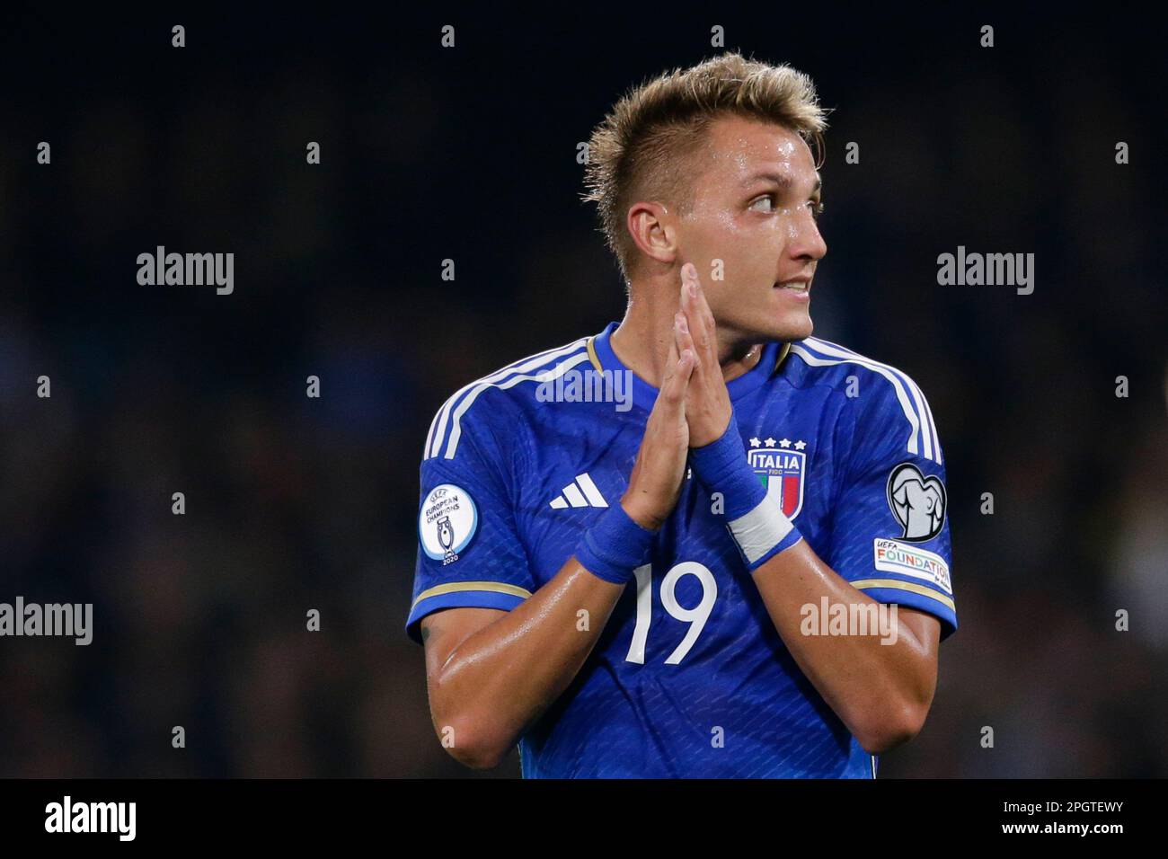 Italian's forward Mateo Retegui (Tigre) gesticulate during European ...
