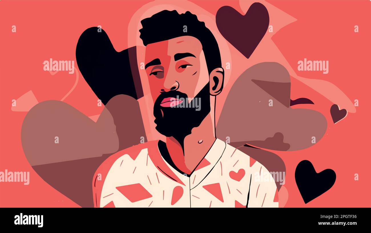 Self-love man vector art. Flat illustration of young adult loving ...