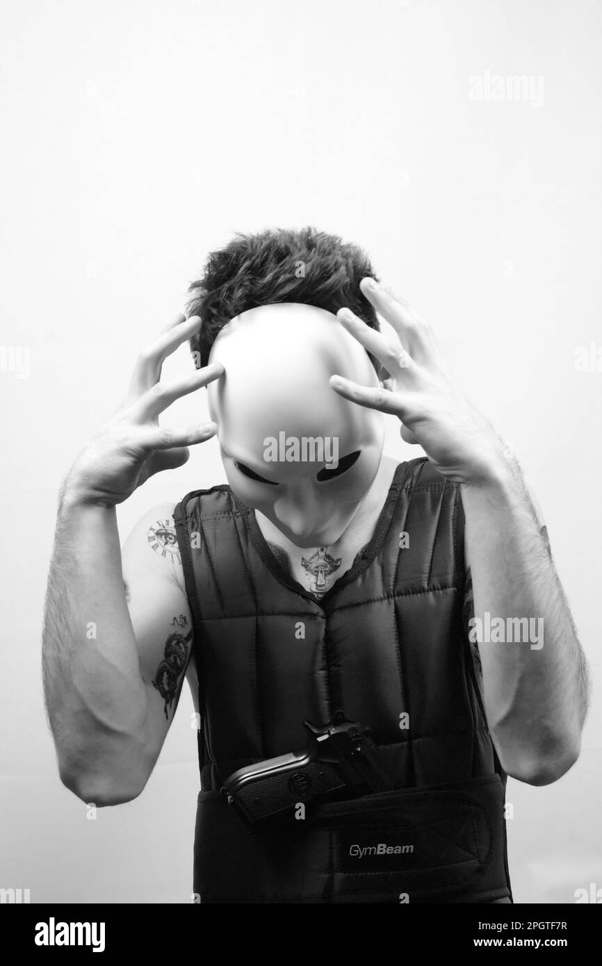 Wearing face shield Black and White Stock Photos & Images - Alamy