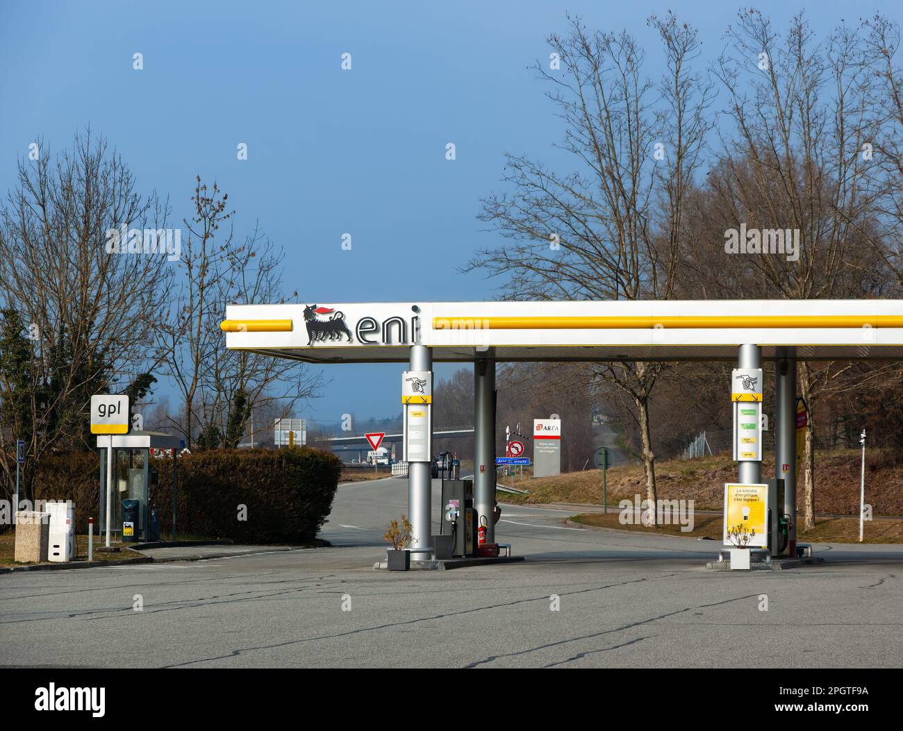 Mouxy, France - March 2, 2023: Service station Eni at Aire de Mouxy in ...