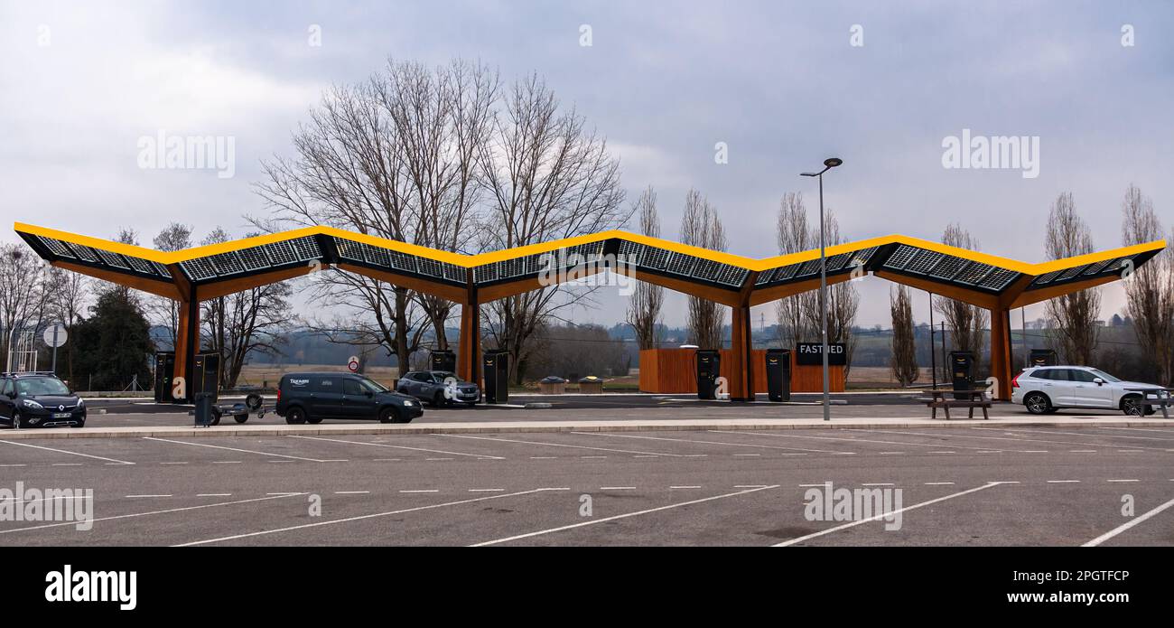 Romagnieu, France - March 2, 2023: Electro charging station of Fastned ...