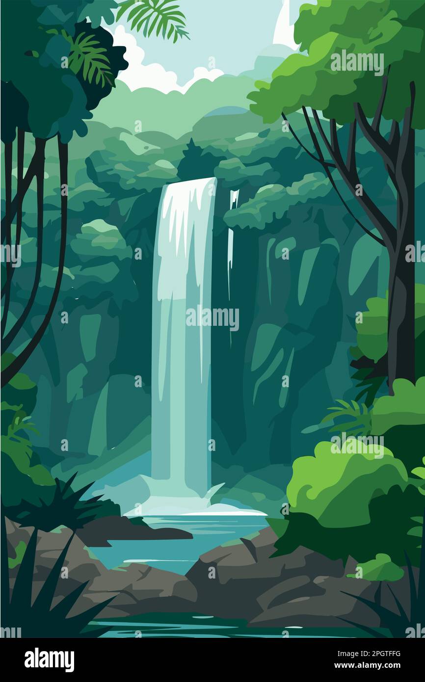 Beautiful view lake in jungle Stock Vector Images - Alamy